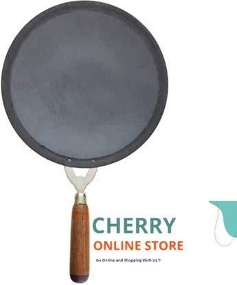 Cherry online Store Cookware Pre-Seasoned Iron Tawa with Wooden Handle ...
