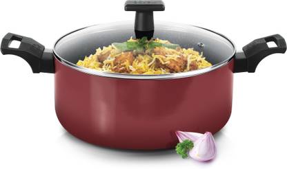 MILTON Pro Cook Granito Induction Biryani Pot With Glass Lid, Burgundy ...