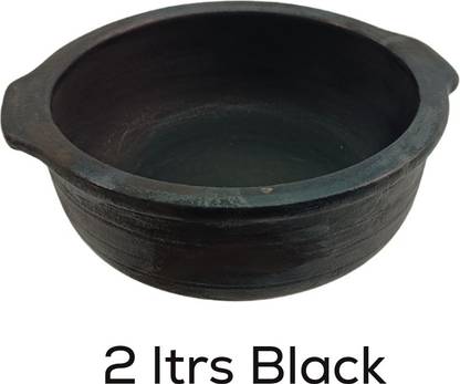 CPV CRAFTS Tamilnadu traditional black clay cooking pot 2 ltrs can use ...