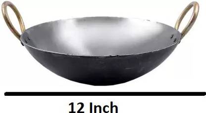 DOKCHAN Iron/lokhand kadhai Large Size 12 inch/1ltr Ideal for Cooking ...