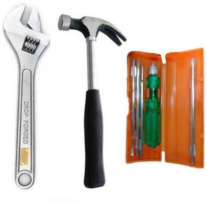 Hand power tool Adjustable Wrench, Claw Hammer & Screwdriver Set Hand ...