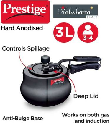 Prestige Nakshatra svachh handi 3 L Induction Bottom Pressure Cooker ...