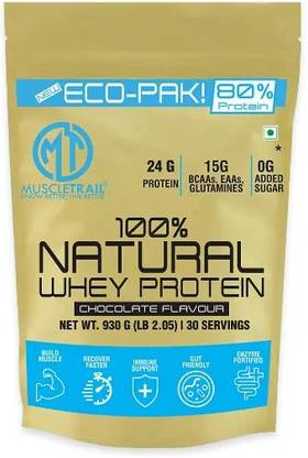 Muscle Trail 100% Natural Whey Protein| New Launched ECO Pack (930g,30 Servings) (Chocolate ...