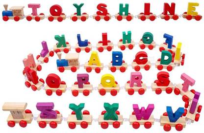 Baby House Wooden Alphabet Train Toy Interlocking Alphabet ABC Train ...