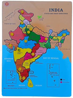 ROBOTO Wooden India Map puzzle Capital with State Puzzle Board for Kids ...