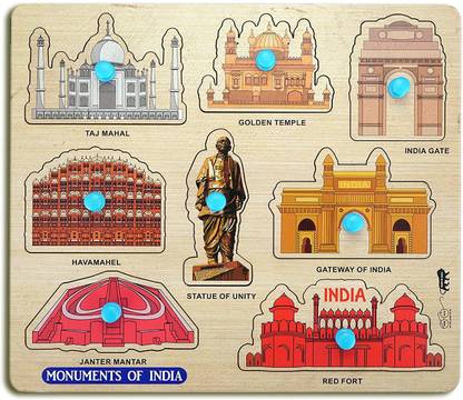 Enorme Mini Wooden Monuments Puzzle with Knobs, Educational and ...