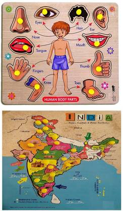 Enorme Big Wooden India Map and Human Body Parts Puzzle Educational ...