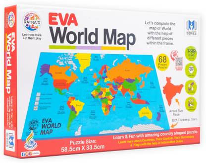 RATNA'S Eva World Map Jumbo Floor Puzzle with Countries Flag, Currency ...