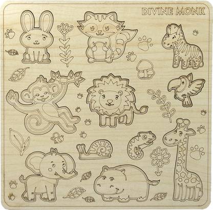 divine Monk Wooden Animals Block Puzzle for Kids - Wooden Animals Block ...