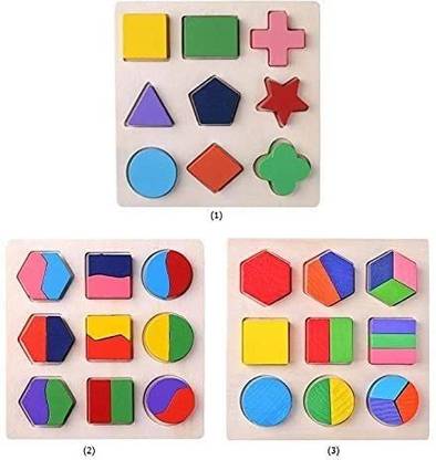 NONU 3D Wooden Geometric Matching Puzzles Game for Boys and Girls (3 Pc ...