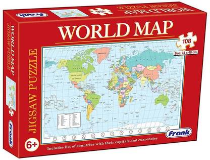 Frank World Map Puzzle (108 Pieces) - World Map Puzzle (108 Pieces ...