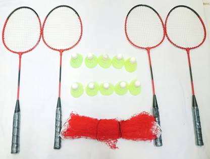 MN SPORTS Badminton combo pack of 4 racket with badminton net and ...