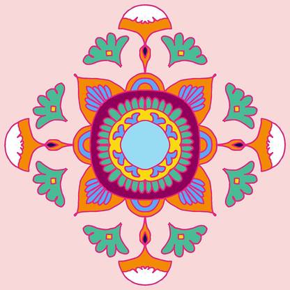 canvas design co. Rangoli on Canvas Pink Mandala Square (12 X12 inch ...