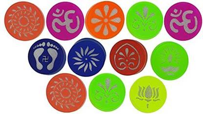 gofii Plastic 6 Design Draw Rangoli Making Kit Rangoli Stamp Om Swastik ...