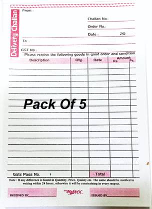 SHREE MAHAVIR PAPER Billing & Delivery Challan 150 Sheet (20 cm x 14 cm ...