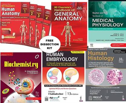 M.B.B.S 1ST Year Set With Free Dissection Kit {1 Human Anatomy (BD ...