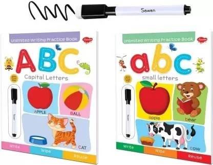 Unlimited Writing Practice Book | Pack Of 2 - ABC Small Letters & ABC ...