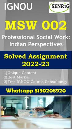 IGNOU MSW 002 Professional Social Work: Indian Perspectives Solved Assignment 2022-23 IGNOU MSW ...