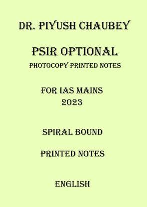 Dr. Piyush Chaubey PSIR Optional 2023 Photocopy Printed Notes For IAS ...