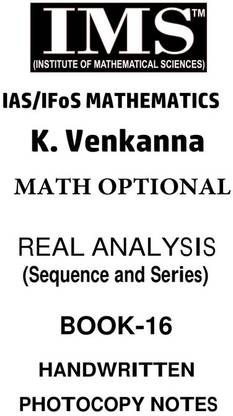 IMS Math Real Analysis Handwritten Photocopy Printed Notes For IAS ...