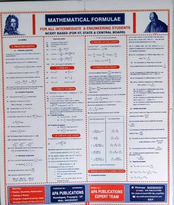 Mathematical Formula Chart In English For Intermediate (11th And 12th ...
