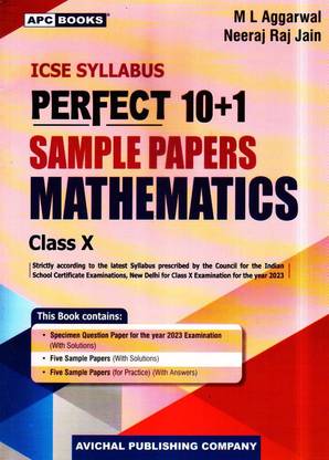 Icse Perfect 10 + 1 Sample Papers Mathematics - Class 10 (New Icse ...