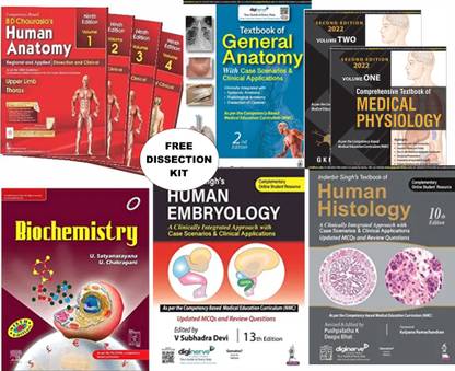M.B.B.S 1ST Year Set With Free Dissection Kit {1 Human Anatomy (BD ...