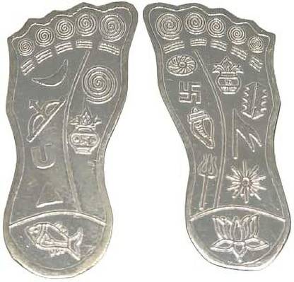 Kashvi Luck Silver Charan Paduka Pair for Puja, Diwali Pujan, Wealth ...