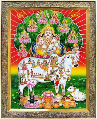 koshtak dhan kuber ji and kamdhenu cow with Ashtalakshmi gold coin ...