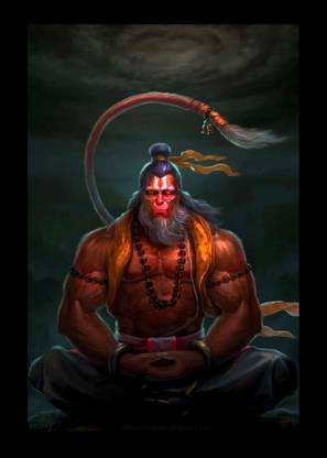 Sunframing Hanuman ji modern art with laminated sheet . size [ 8x12 ...