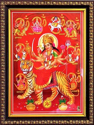 shreya arts frame wth glass Navadurga/Durga/Durga Devi/Maa Durga/Durga ...