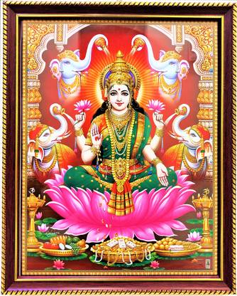 shreya arts frame wth glass Dhan Lakshmi/Lakshmi/Mata Lakshmi/Laxmi ...