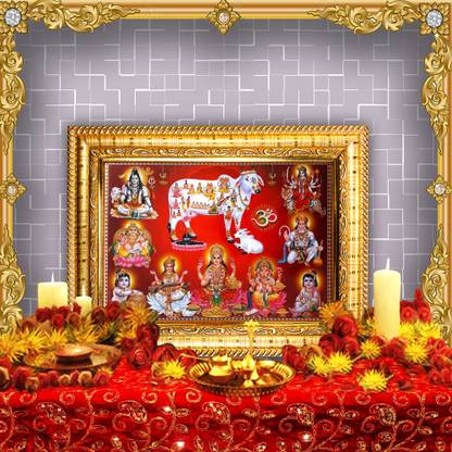 Hawai Kamdhenu Divine Cow and Hindu Gods Goddesses beautiful Photo ...