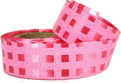 BIGWHEELS Pack of 1 (2.5cm X 13.6 Mtr) Square Box Print Pink Paper ...