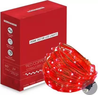Copper String LED light 10 MTR 100 LED USB Operated Decorative Lights ...