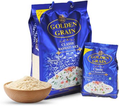 Golden Grain Classic Basmati Rice 5Kg+1Kg Combo, NON-GMO Biryani, Pulao ...