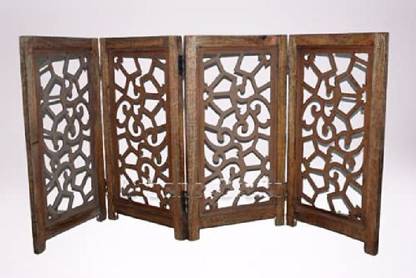 India wood mart Wooden Room Divider | 4 Panel Design Partition | Wood ...