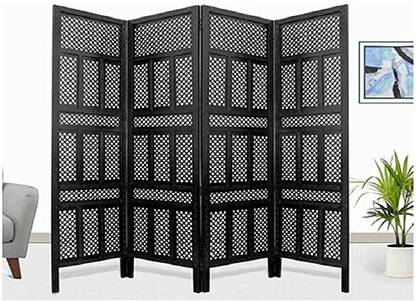 India wood mart Wooden Room Divider | 4 Panel Design Partition | Wood ...