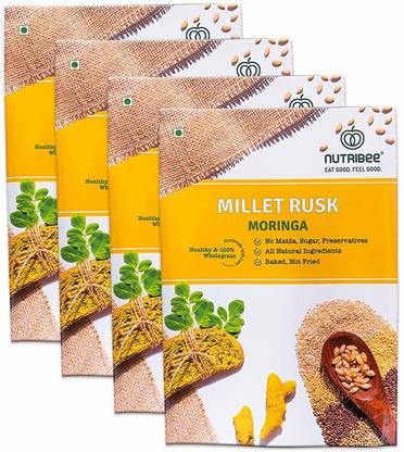 Nutribee Multigrain Millet Rusk - Moringa Leaf | 800g Moringa flavored ...
