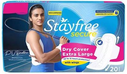 STAYFREE Secure Dry Cover with Wings 20 pads (Extra Large) Sanitary Pad ...