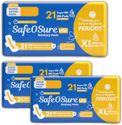 SafeOSure 280MM Safe & Hygienic Super Saver Super Dri 63 Pads Sanitary ...