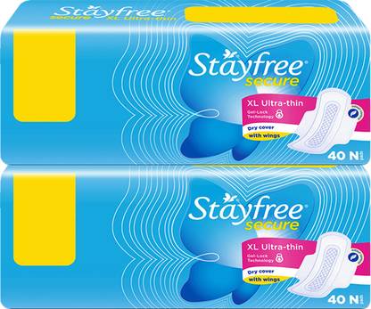 STAYFREE Secure Ultra-thin Sanitary Pad XL(Pack of 80) Combo pack ...