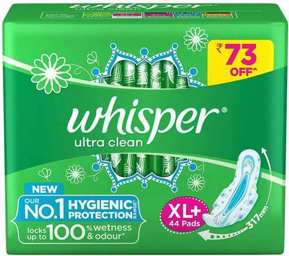 Whisper ULTRA CLEAN XL+ 44 PADS Sanitary Pad Sanitary Pad | Buy Women ...
