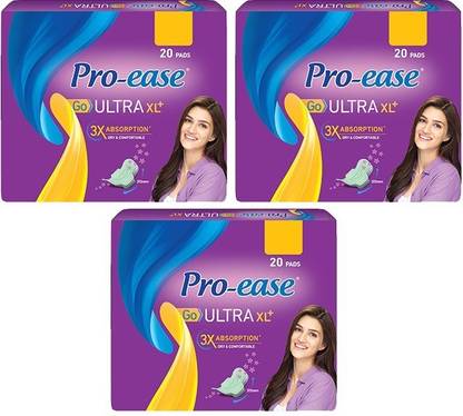 Pro-ease Go ULTRA 315 mm XL Plus - 20+20+20 Pads Sanitary Pad | Buy Women Hygiene products ...