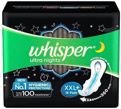 Whisper Ultra Night Sanitary Pads for Women XXL+ 16 Napkins Sanitary ...