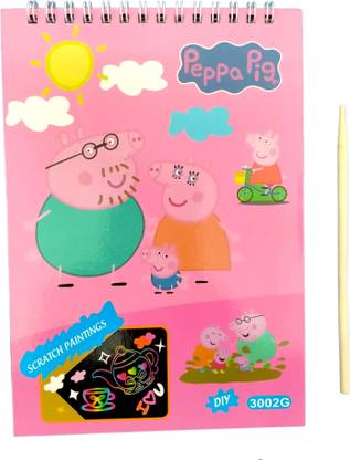Caught Trendy Kids Cute Peppa Pig Character Scratch Paper Colouring ...