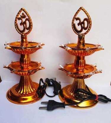 suman traders 14 DEEP JYOTI POOJA DIYA WITH OM SYMBOL Plastic (Pack of 2) Table Diya Price in ...