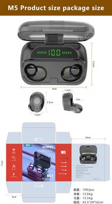 SPEAKERA M5 TWS Wireless Bluetooth 5.0 Headphone High Sound Quality ...