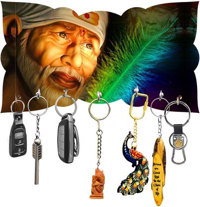 BIG BANG CREATIONS Sai Baba Designer Key Holder Wood Key Holder Price ...