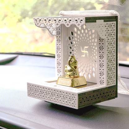 LAVNIK Car Dashboard for Temple Wooden Mandir Car Showpiece Dev mandir ...